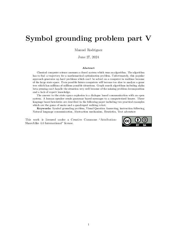 (PDF) Symbol grounding problem part V
