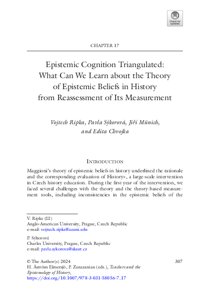 (PDF) Epistemic Cognition Triangulated: What Can We Learn about the Theory of Epistemic Beliefs ...