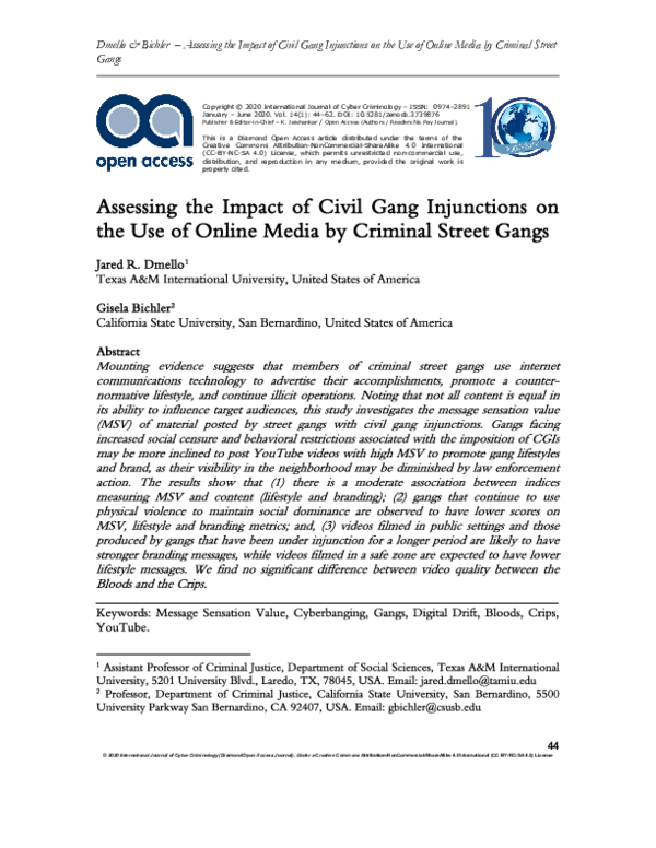(PDF) Assessing the impact of civil gang injunctions on the use of ...