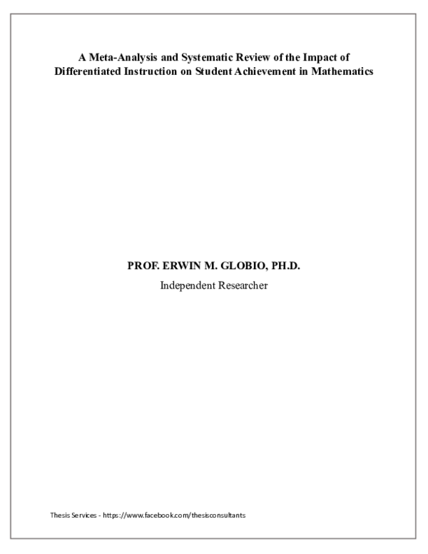(PDF) A Meta-Analysis and Systematic Review of the Impact of ...