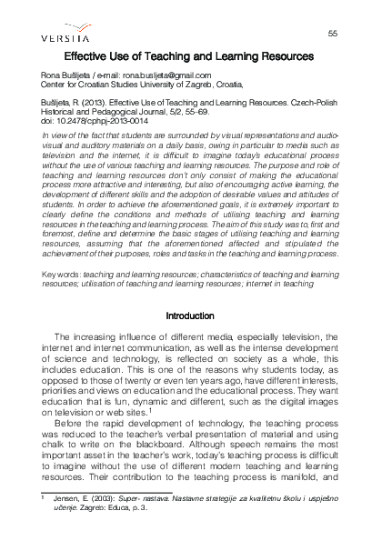 (PDF) Effective Use of Teaching and Learning Resources