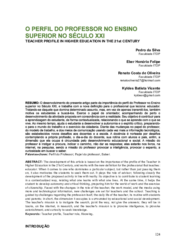 (PDF) O Perfil Do Professor No Ensino Superior No Século XXI