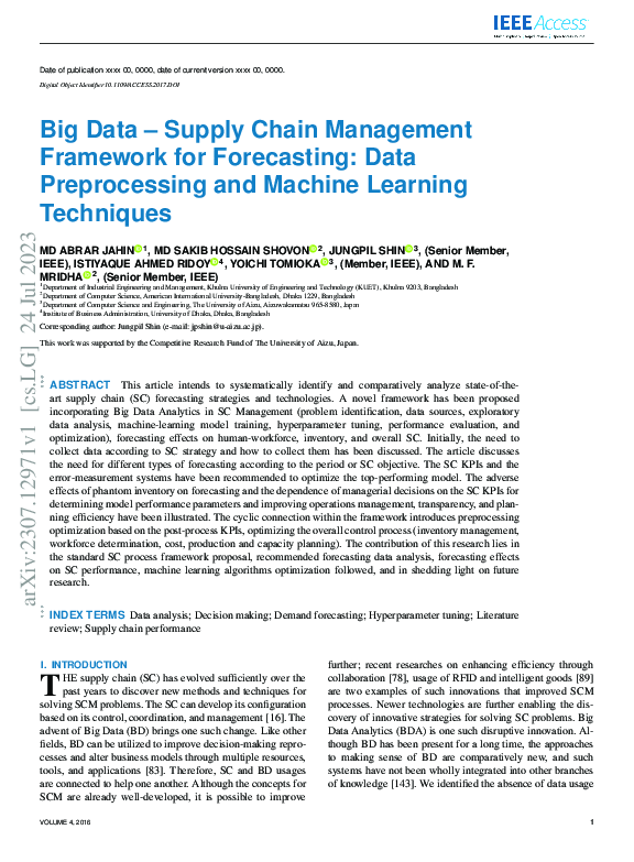(PDF) Big Data - Supply Chain Management Framework for Forecasting ...