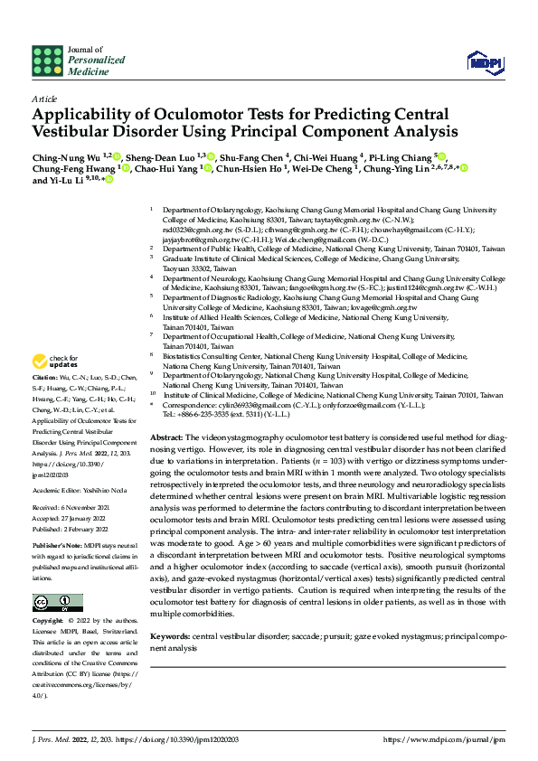 (PDF) Applicability of Oculomotor Tests for Predicting Central ...