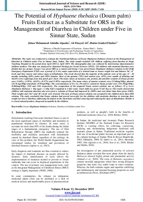 (PDF) The Potential of Hyphaene thebaica (Doum palm) Fruits Extract as ...