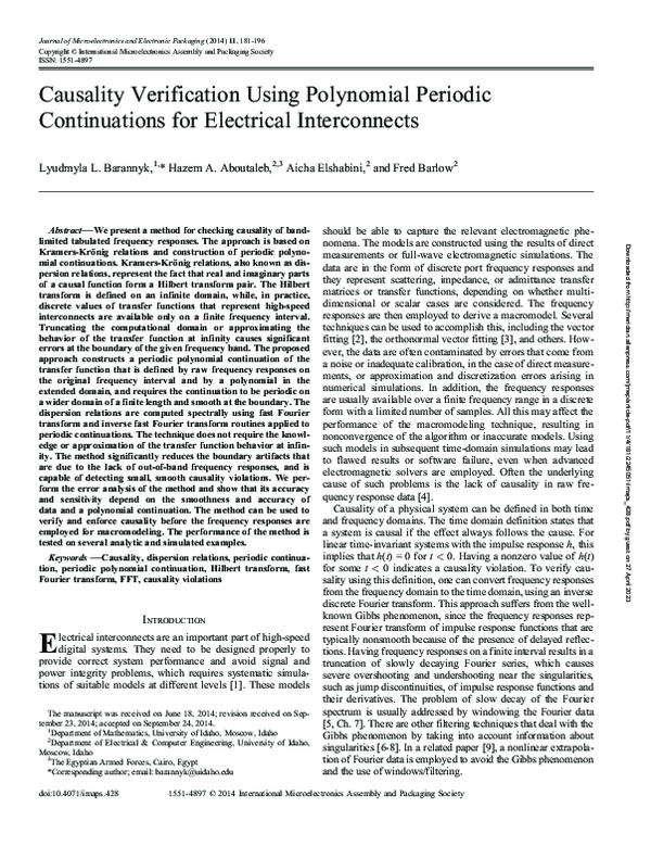 (PDF) Causality Verification Using Polynomial Periodic Continuations ...