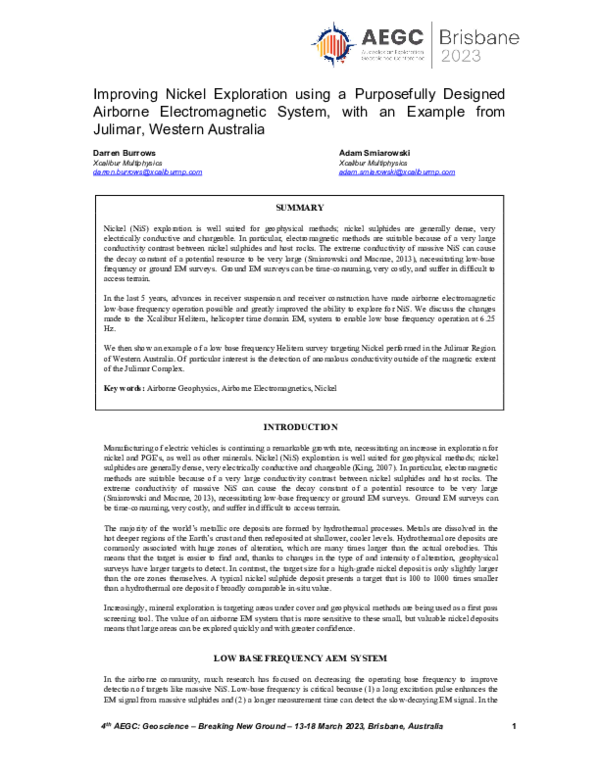 (PDF) Improving Nickel Exploration using a Purposefully Designed Airborne Electromagnetic System ...