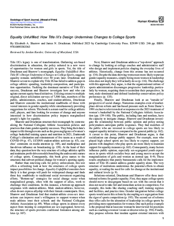 (PDF) Equality Unfulfilled: How Title IX's Design Undermines Changes to ...