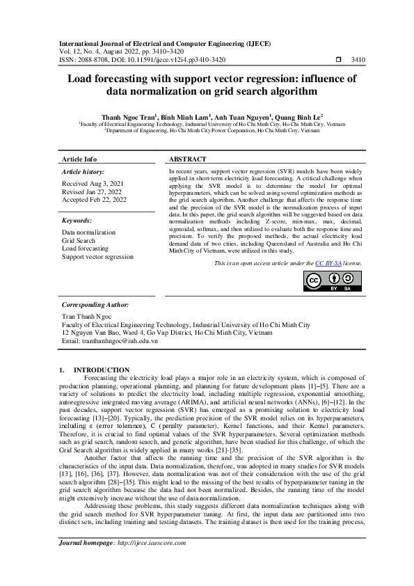 (PDF) Load forecasting with support vector regression: influence of data normalization on grid ...