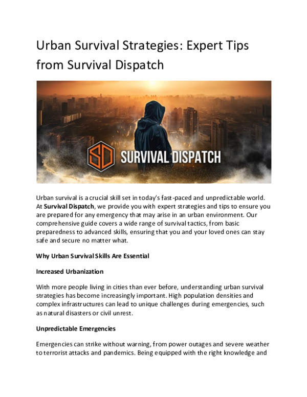 (PDF) Urban Survival Strategies: Expert Tips from Survival Dispatch