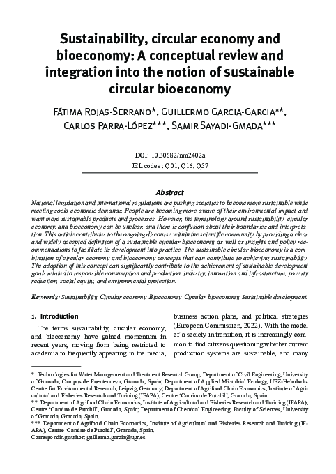 (PDF) Sustainability, circular economy and bioeconomy: A conceptual review and integration into ...