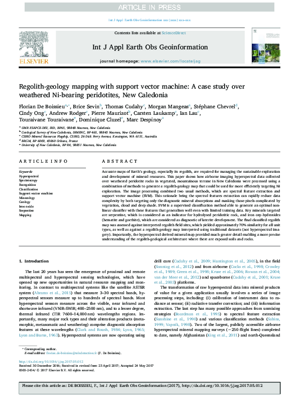 (PDF) Regolith-geology mapping with support vector machine: A case ...