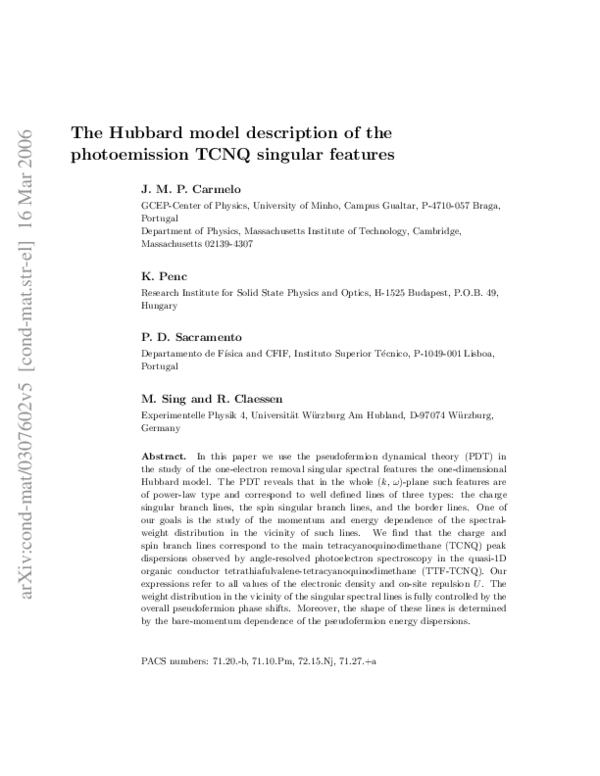 (PDF) One-Electron Charge and Spin Singular Branch Lines of the 1D ...