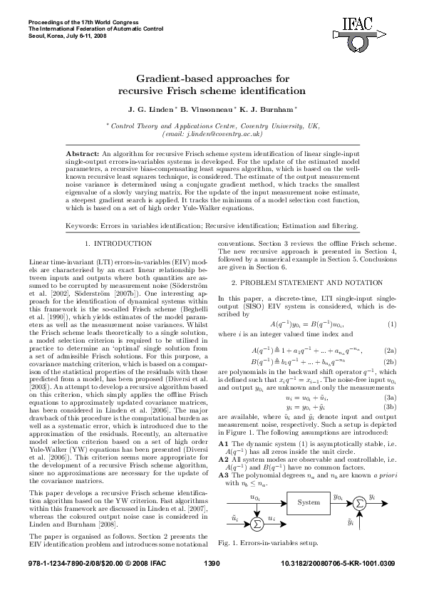 (PDF) Gradient-based approaches for recursive Frisch scheme identification