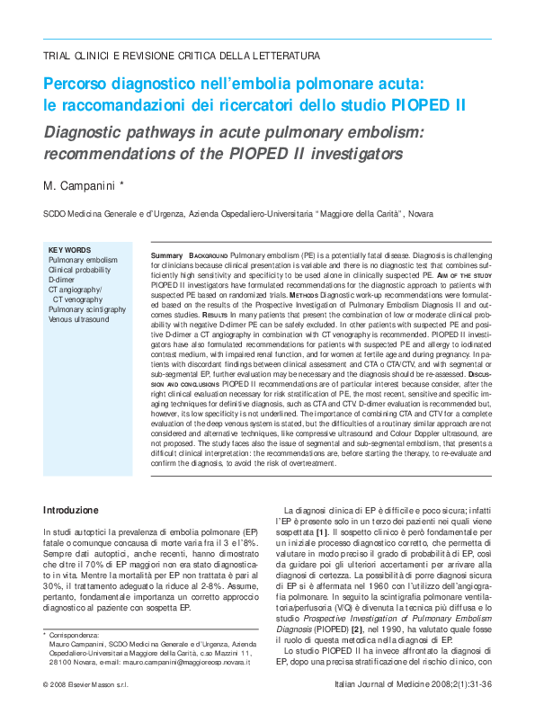 (PDF) Diagnostic pathways in acute pulmonary embolism: recommendations ...