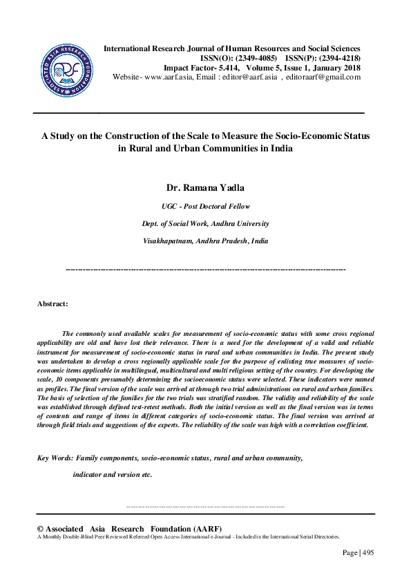 (PDF) A Study on the Construction of the Scale to Measure the Socio ...