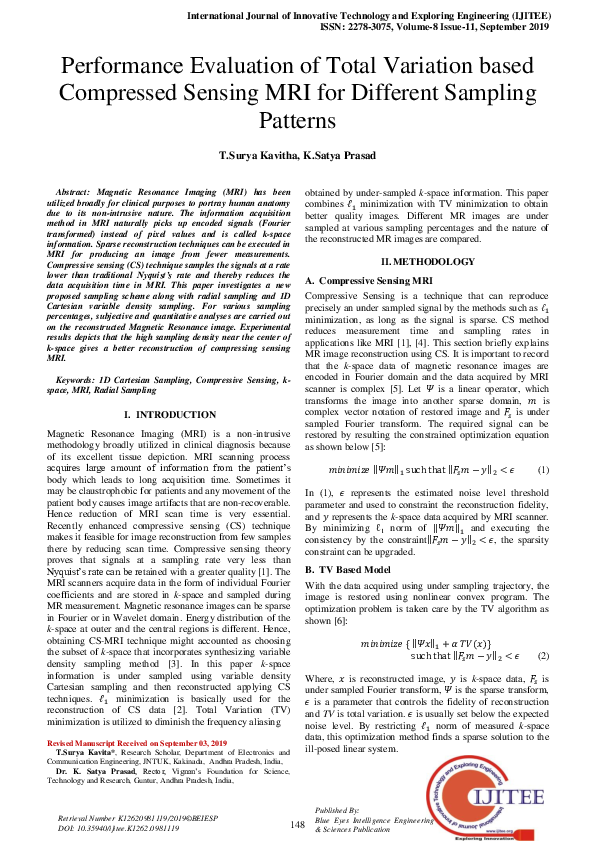 (PDF) Performance Evaluation of Total Variation based Compressed Sensing MRI for Different ...