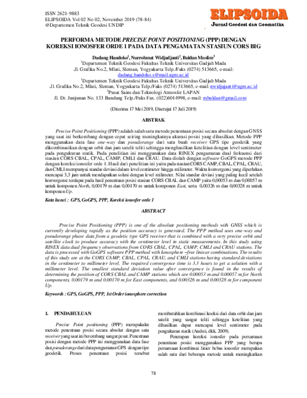 (PDF) Performa Metode Precise Point Positioning (PPP) Dengan Koreksi ...
