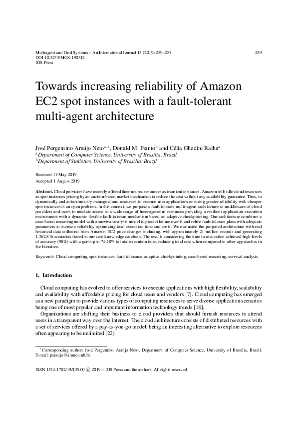 (PDF) Towards increasing reliability of Amazon EC2 spot instances with a fault-tolerant multi ...