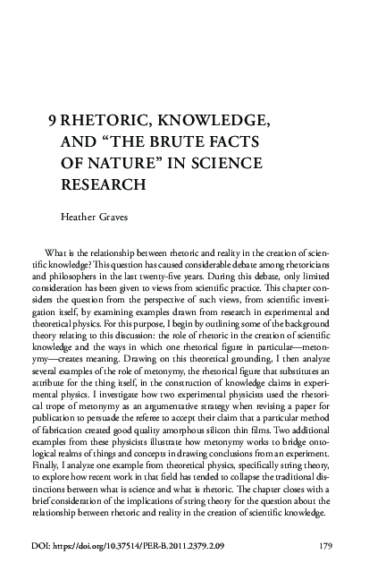 (PDF) Rhetoric, Knowledge, and "The Brute Facts of Nature" in Science ...