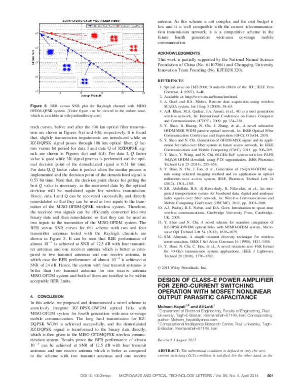 (PDF) Design of class-E power amplifier for zero-current switching operation with MOSFET ...