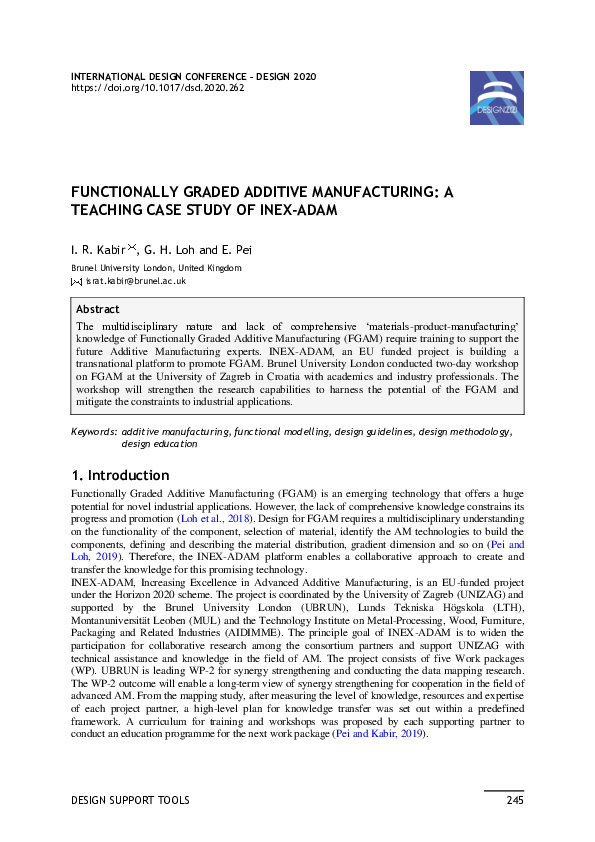 (PDF) Functionally Graded Additive Manufacturing: A Teaching Case Study of Inex-Adam