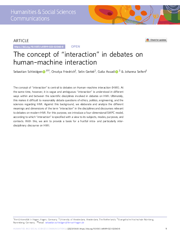 (PDF) The concept of “interaction” in debates on human–machine interaction
