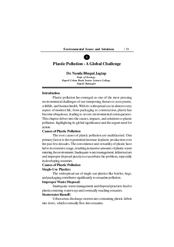 (PDF) Plastic Pollution - A Global Challenge