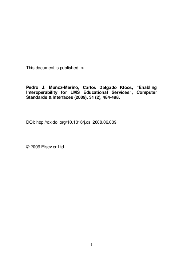 (PDF) Enabling interoperability for LMS educational services