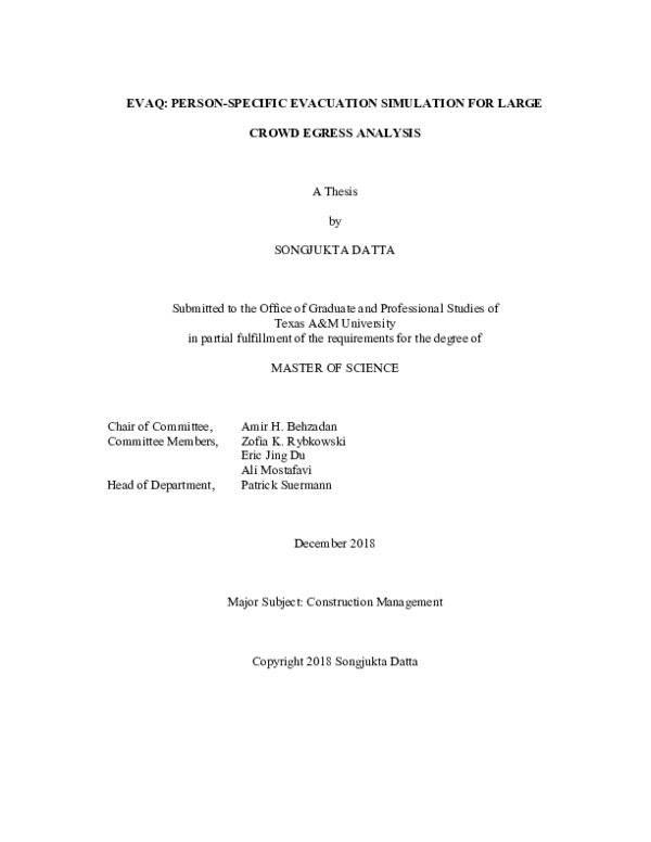 (PDF) EVAQ: Person-Specific Evacuation Simulation for Large Crowd ...