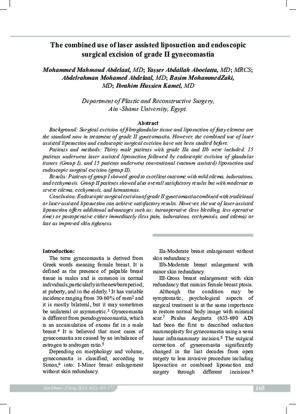 (PDF) The combined use of laser assisted liposuction and endoscopic ...