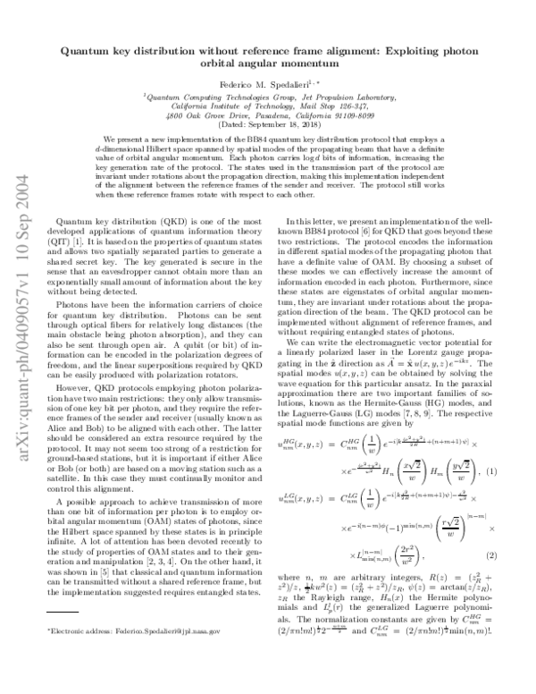 (PDF) Quantum key distribution without reference frame alignment ...