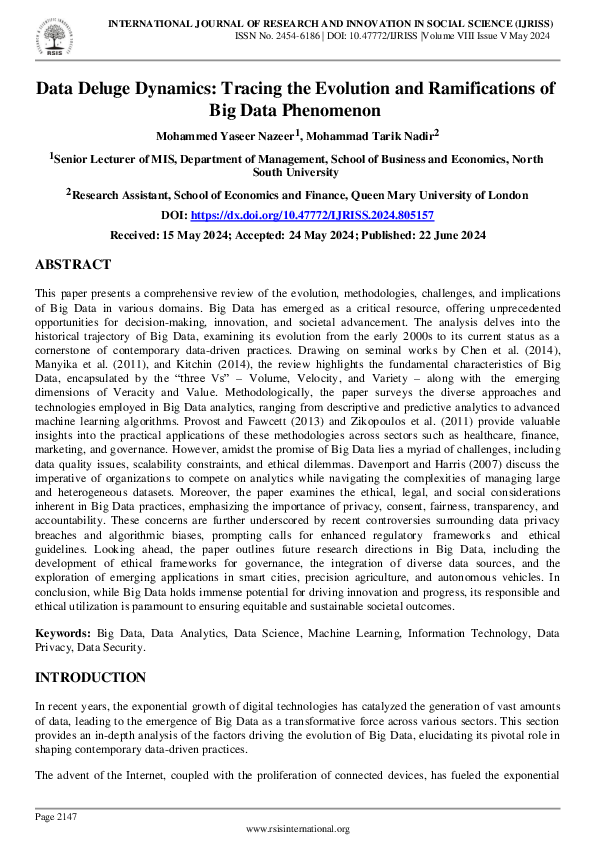 (PDF) Data Deluge Dynamics: Tracing the Evolution and Ramifications of Big Data Phenomenon