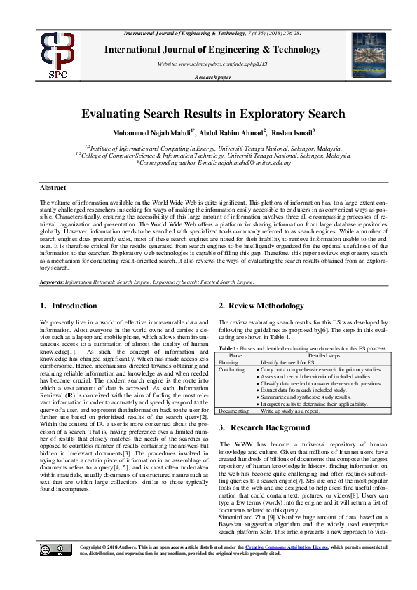 (PDF) Evaluating Search Results in Exploratory Search