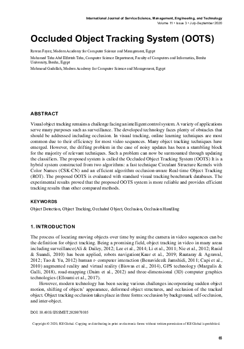 (PDF) Occluded Object Tracking System (OOTS)