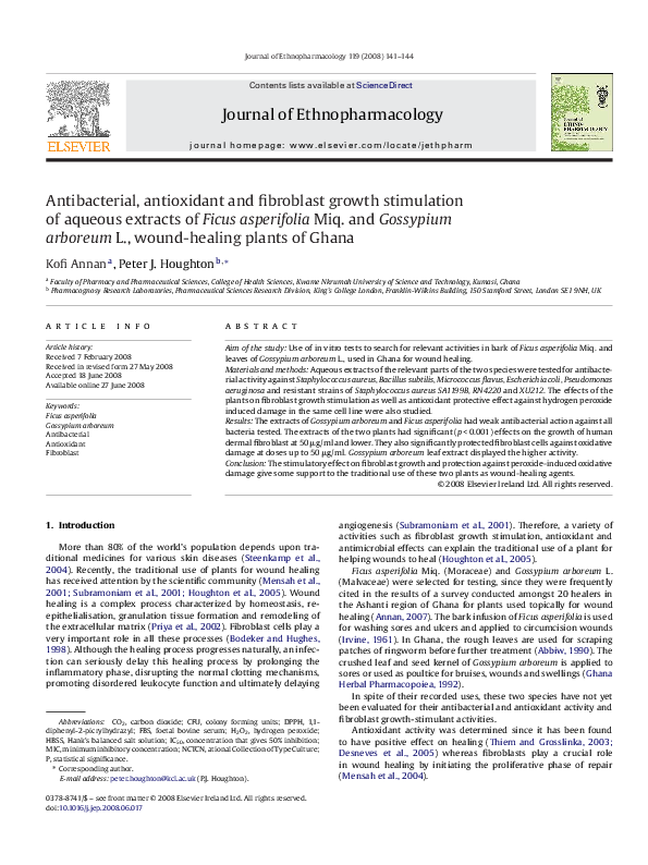 (PDF) Antibacterial, antioxidant and fibroblast growth stimulation of ...