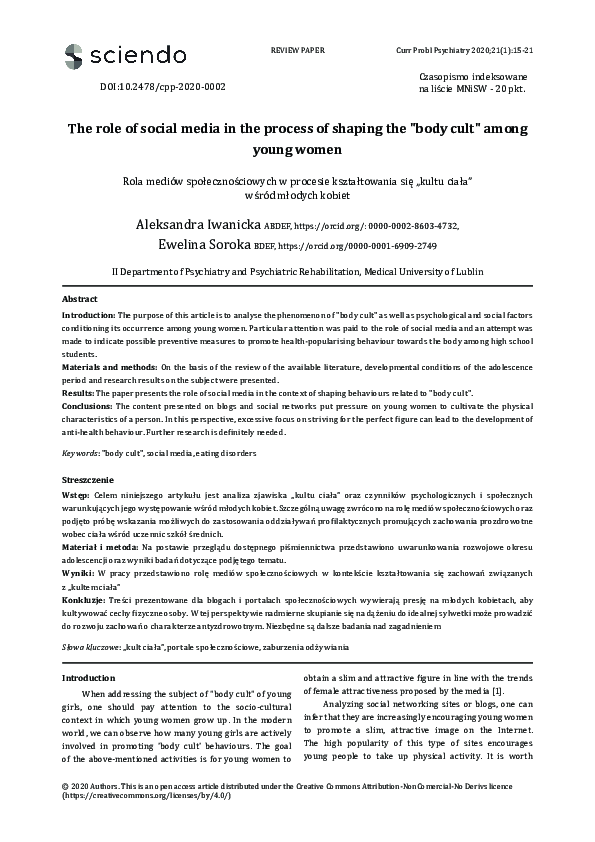 (PDF) The role of social media in the process of shaping the “body cult ...