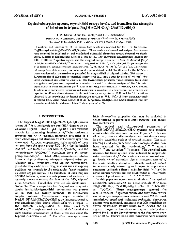 (PDF) Optical-absorption spectra, crystal-field energy levels, and ...