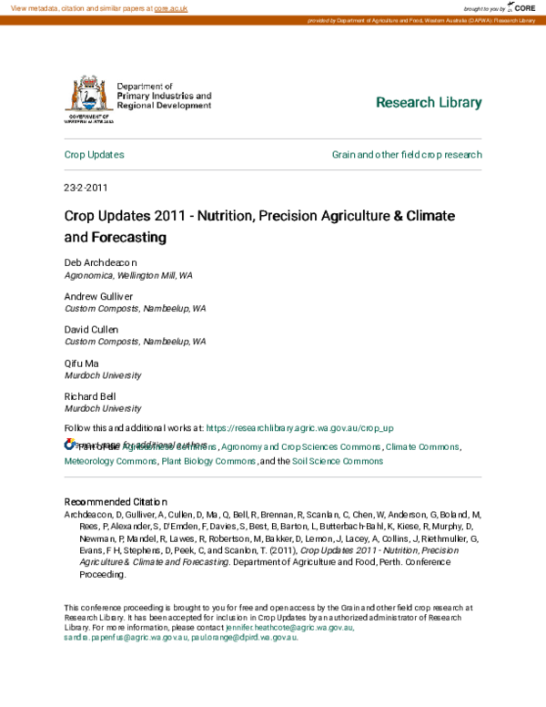 (PDF) Crop Updates 2011 - Nutrition, Precision Agriculture & Climate ...