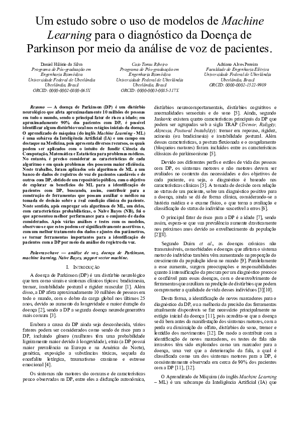 (PDF) Um estudo sobre o uso de modelos de Machine Learning para o ...