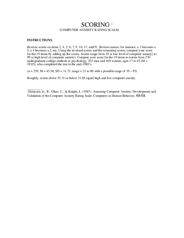 (PDF) Assessing computer anxiety: Development and validation of the ...