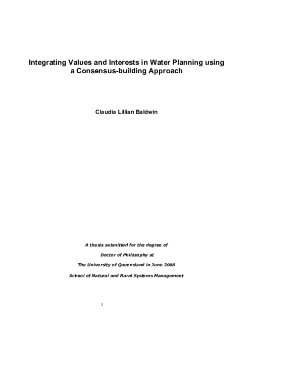 (PDF) Integrating Values and Interests in Water Planning using a ...