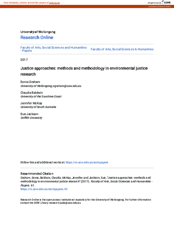 (PDF) Justice approaches: methods and methodology in environmental ...