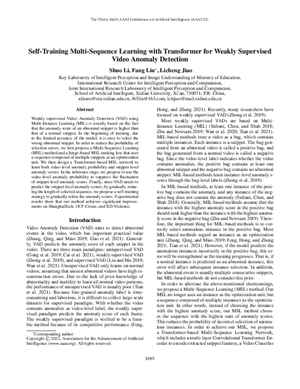 (PDF) Self-Training Multi-Sequence Learning with Transformer for Weakly Supervised Video Anomaly ...