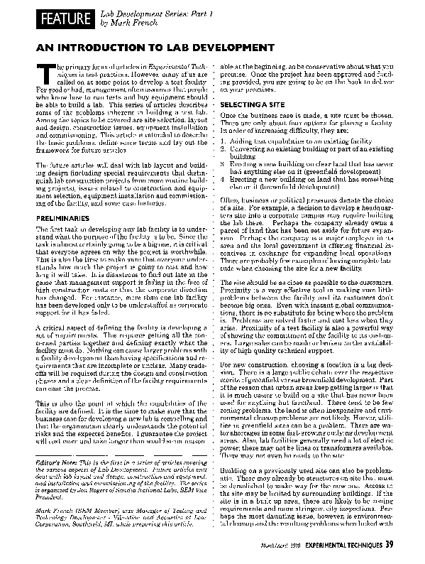 (PDF) An Introduction to Lab Development