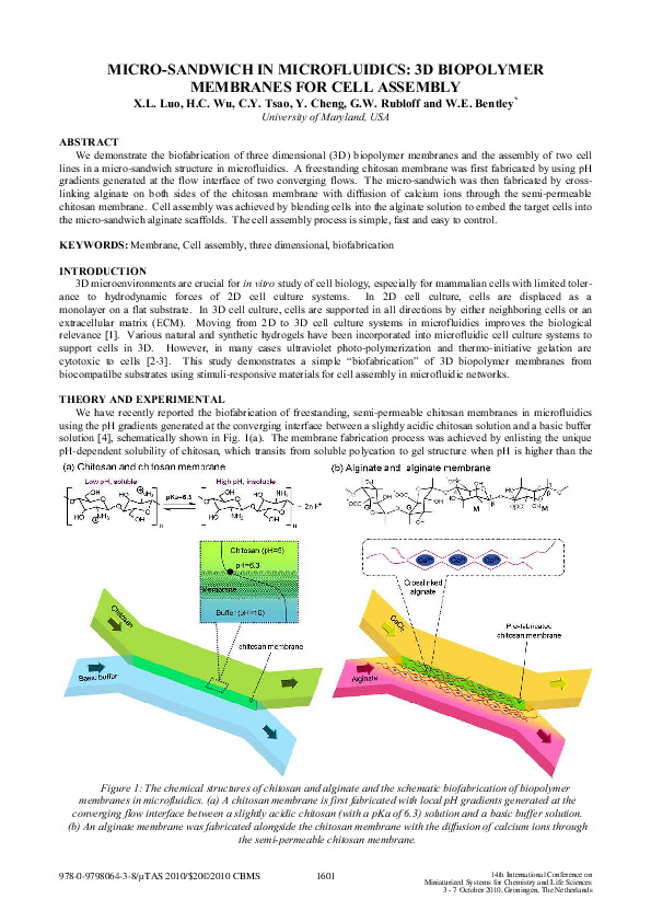(PDF) Micro-Sandwich in Microfluidics: 3D Biopolymer Membranes for Cell Assembly