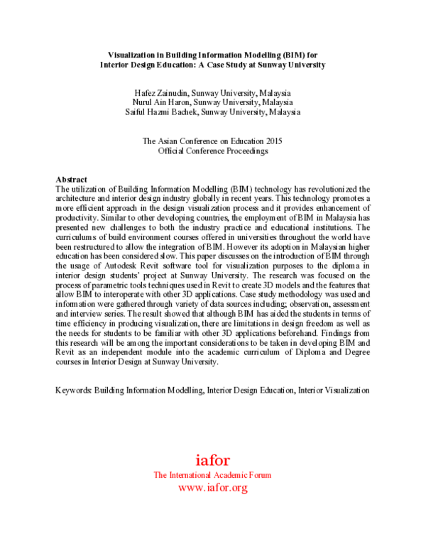 (PDF) Visualization in Building Information Modelling (BIM) for ...