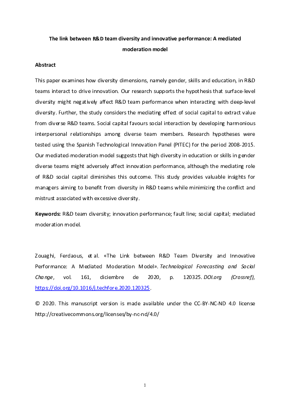 (PDF) The link between R&D team diversity and innovative performance: A ...