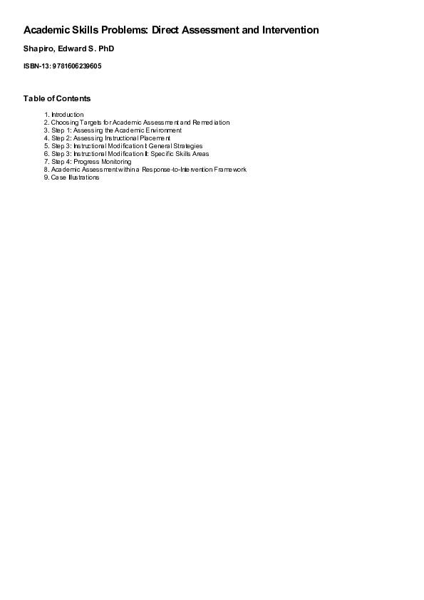 (PDF) Academic skills problems: Direct assessment and intervention