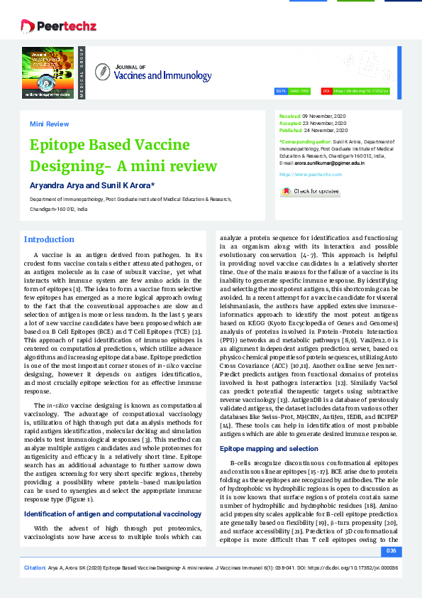 (PDF) Epitope Based Vaccine Designing- A mini review